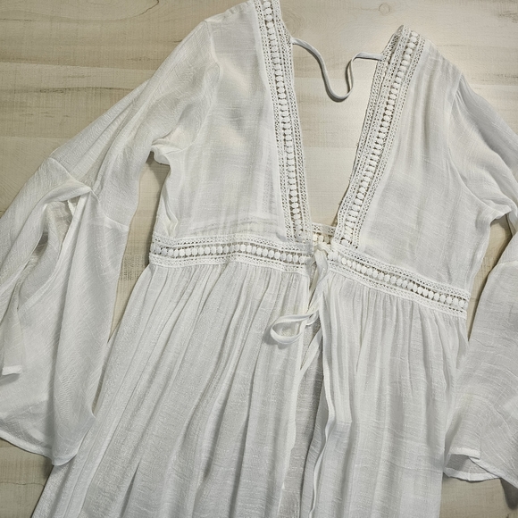 Dresses | Dreamy Boho Lace Maxi Duster Kimono Dress White | Poshmark